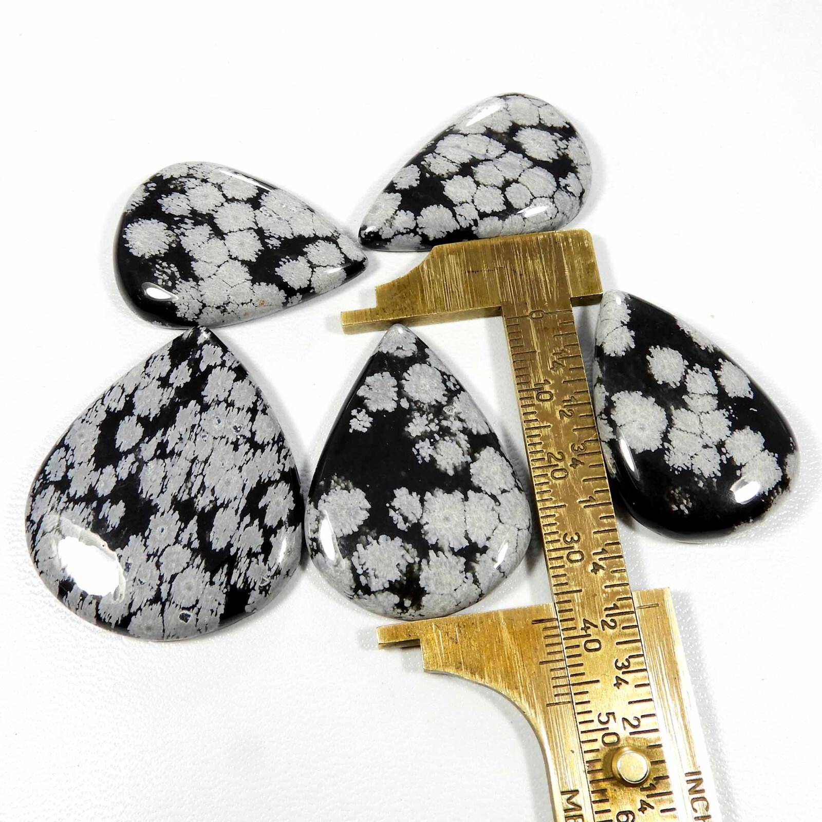 Black Snow Flake Obsidian Gemstone 5 Pcs Wholesale Lot Natural Cabochon ...