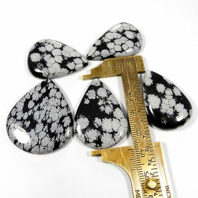 Black Snow Flake Obsidian Gemstone 5 Pcs Wholesale Lot Natural Cabochon ...