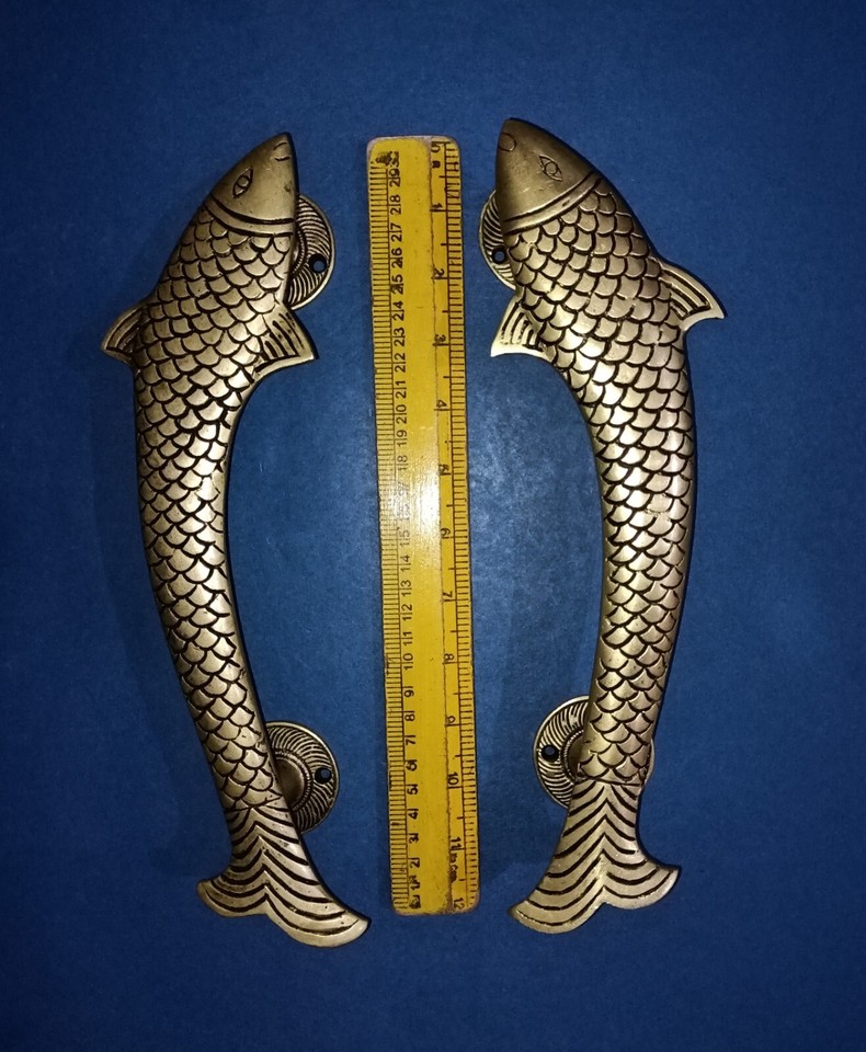 Gold Fish Design Door Pull Set Brass Sea Creature Fish Theme Decor ...