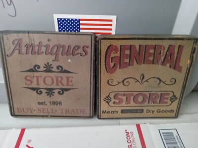 Lot Of 2 Antique Vintage General Store Advertising Signs Rare 6x6" Trl1 ...
