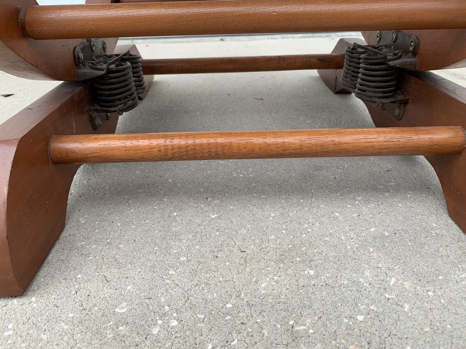 Antique Flower Needlepoint Victorian Spring Loaded Coiled Rocking Chair ...