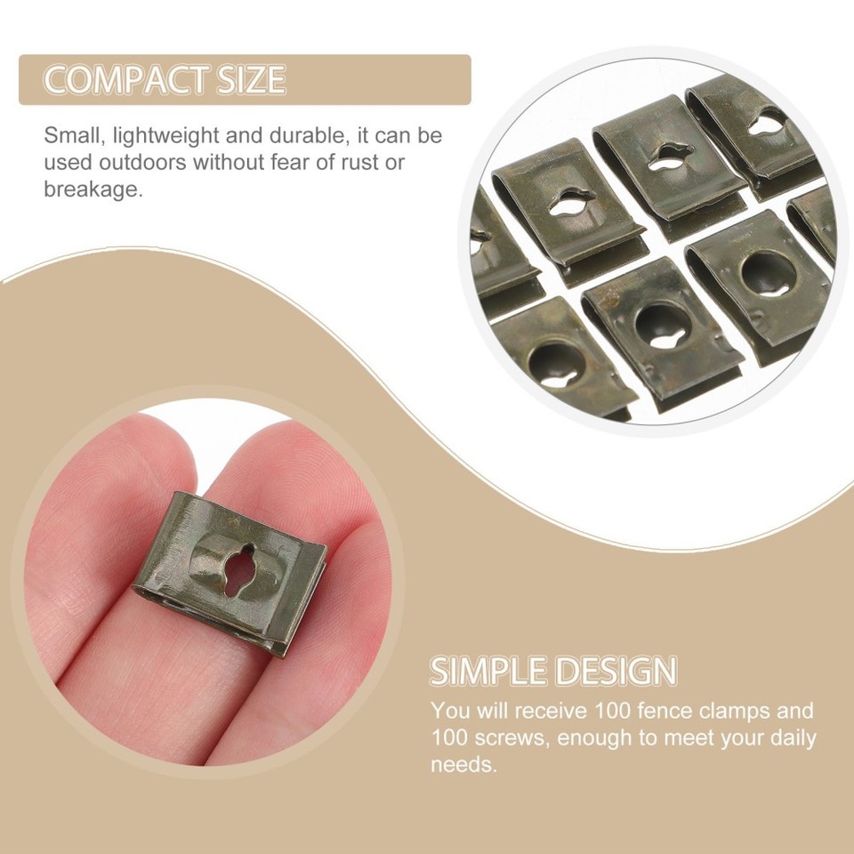 100 Pairs of Self Tapping Screw And Fence Wire Clips Set Stainless ...