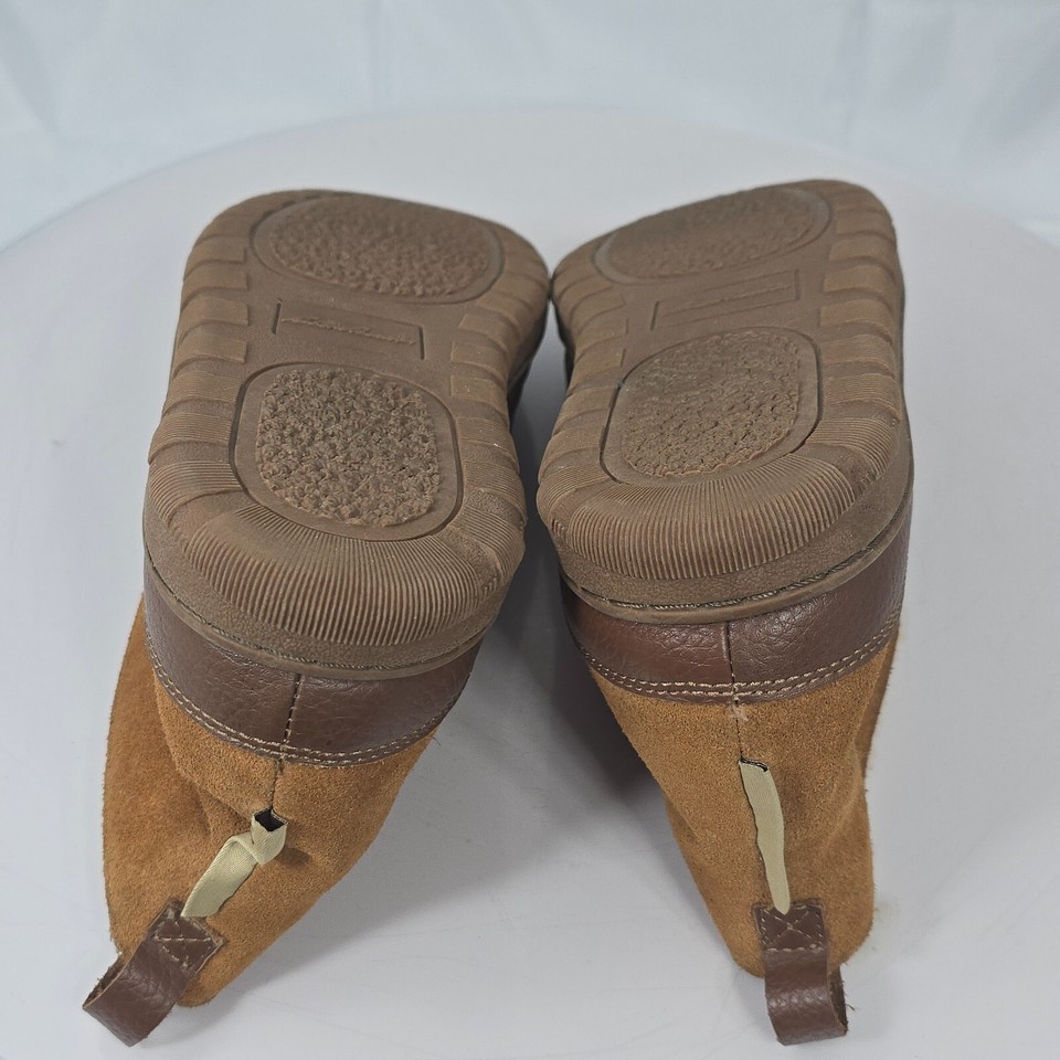 EDDIE BAUER Shearling Boot Slippers Men 10 Chestnut Ankle Hard sole | eBay