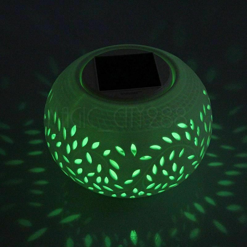 Solar Ceramic Patio Garden Table Lamp with 7-Color Changing LED Light ...