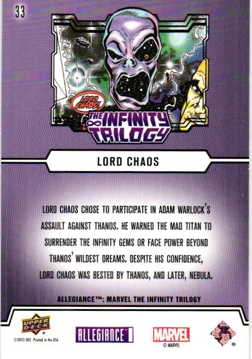 LORD CHAOS #33 2024 Upper Deck Marvel Allegiance The Infinity Trilogy ...