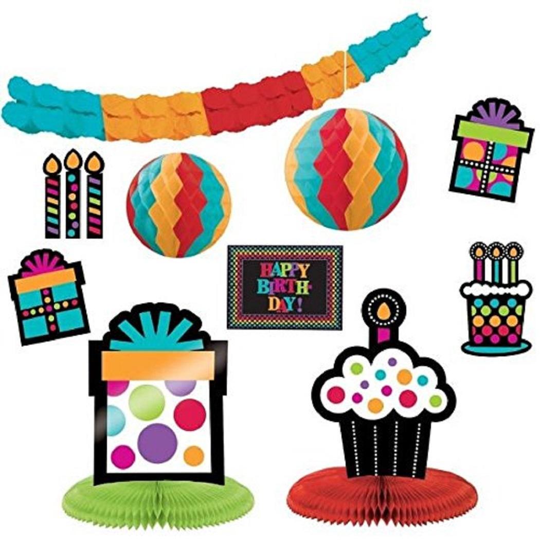 Party On Black Modern Stripes Polka Dot Birthday Party Room Decorating ...