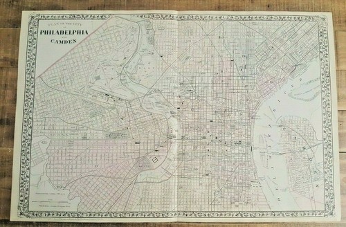 Antique Colored MAP - PLAN OF THE CITY OF PHILADELPHIA AND CAMDEN ...