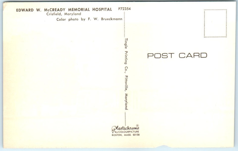 Postcard - Edward W. McCready Memorial Hospital - Crisfield, Maryland ...