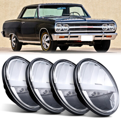 for Chevy Chevelle 1965-70 4PCS 5 3/4" 5.75" LED Headlights Hi/Lo Beam ...
