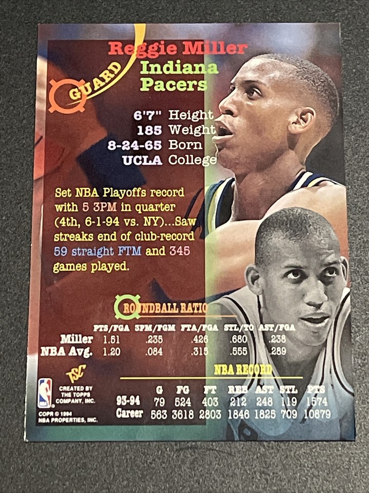 1994-95 Stadium Club Basketball MEMBER ONLY REDEMPTION REGGIE MILLER ...