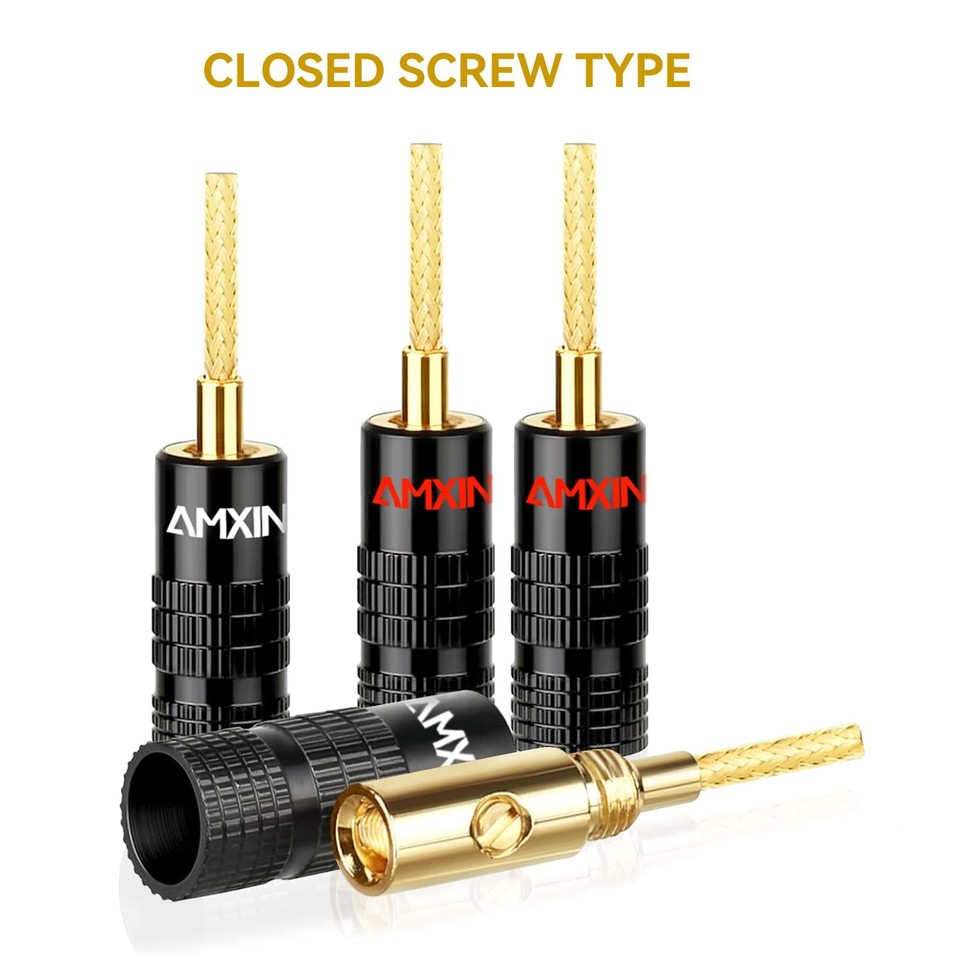 Amxinwang Flex Pin Banana Plugs for Speaker Wire (12 Pairs, 24 Pieces ...