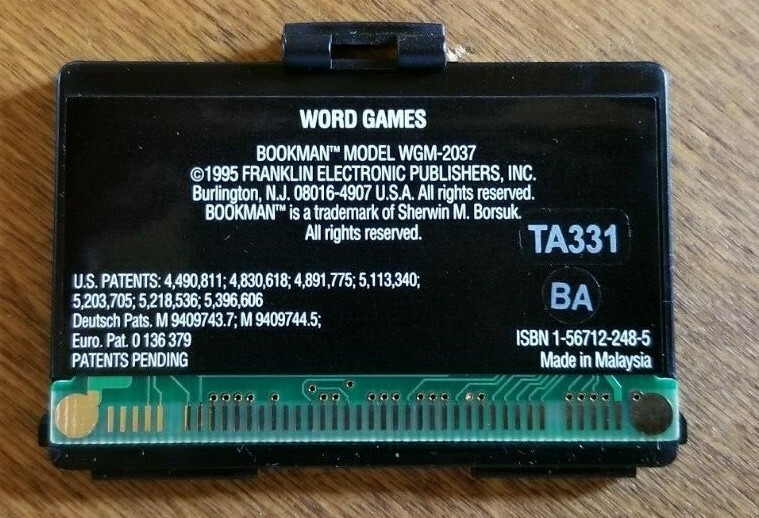 Franklin Bookman Cartridge Word Games WGM-2037 with User's Guide FREE ...