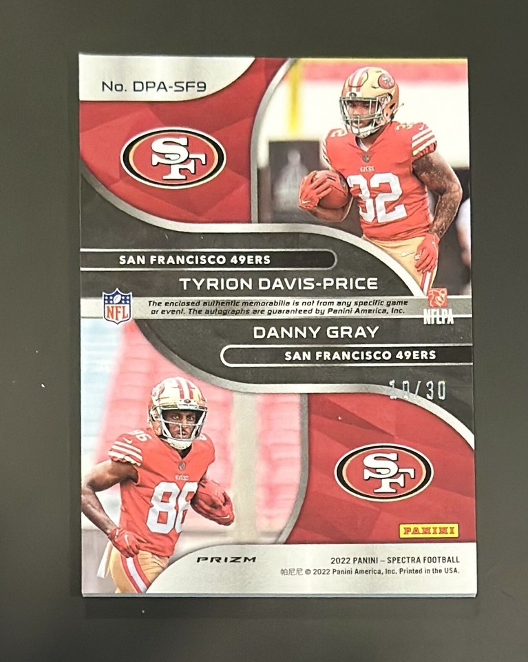 2022 Panini Spectra Neon Green Dual RPA Danny Gray & Tyrone Davis-Price ...