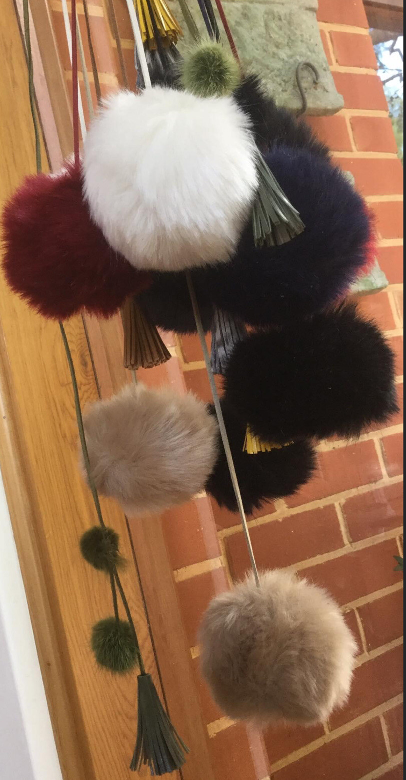 Handmade Hand Crafted Black Large Pom Pom Leather Cord Wrap Lariat ...