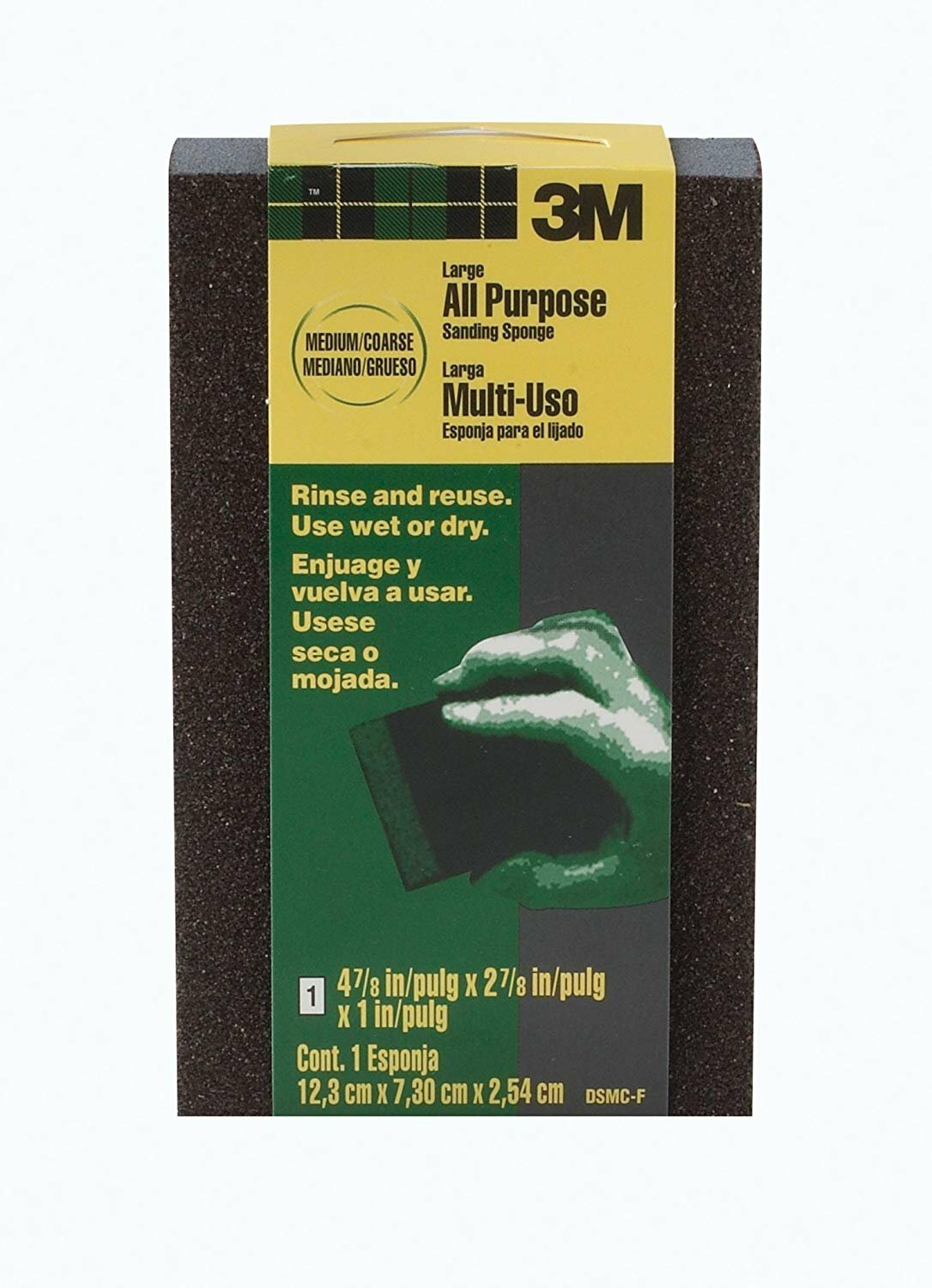 3M Large Area Sanding Sponge, Medium/Coarse, 4.875-Inch by 2.875-Inch ...