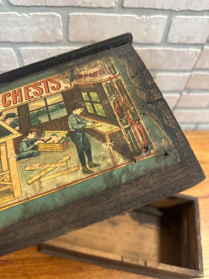 Antique 1900s Bliss Union Tool Box Chest Set for Boys Carpentry Child's ...