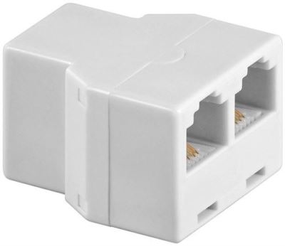 ISDN T-Adapter RJ11/RJ14 female to 2x RJ11/RJ14 female white connected ...