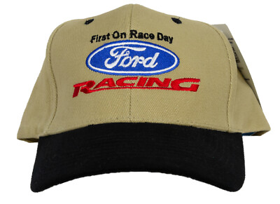 Ford Racing Hat Two Tone Embroidered Cap, Khaki/Black | eBay
