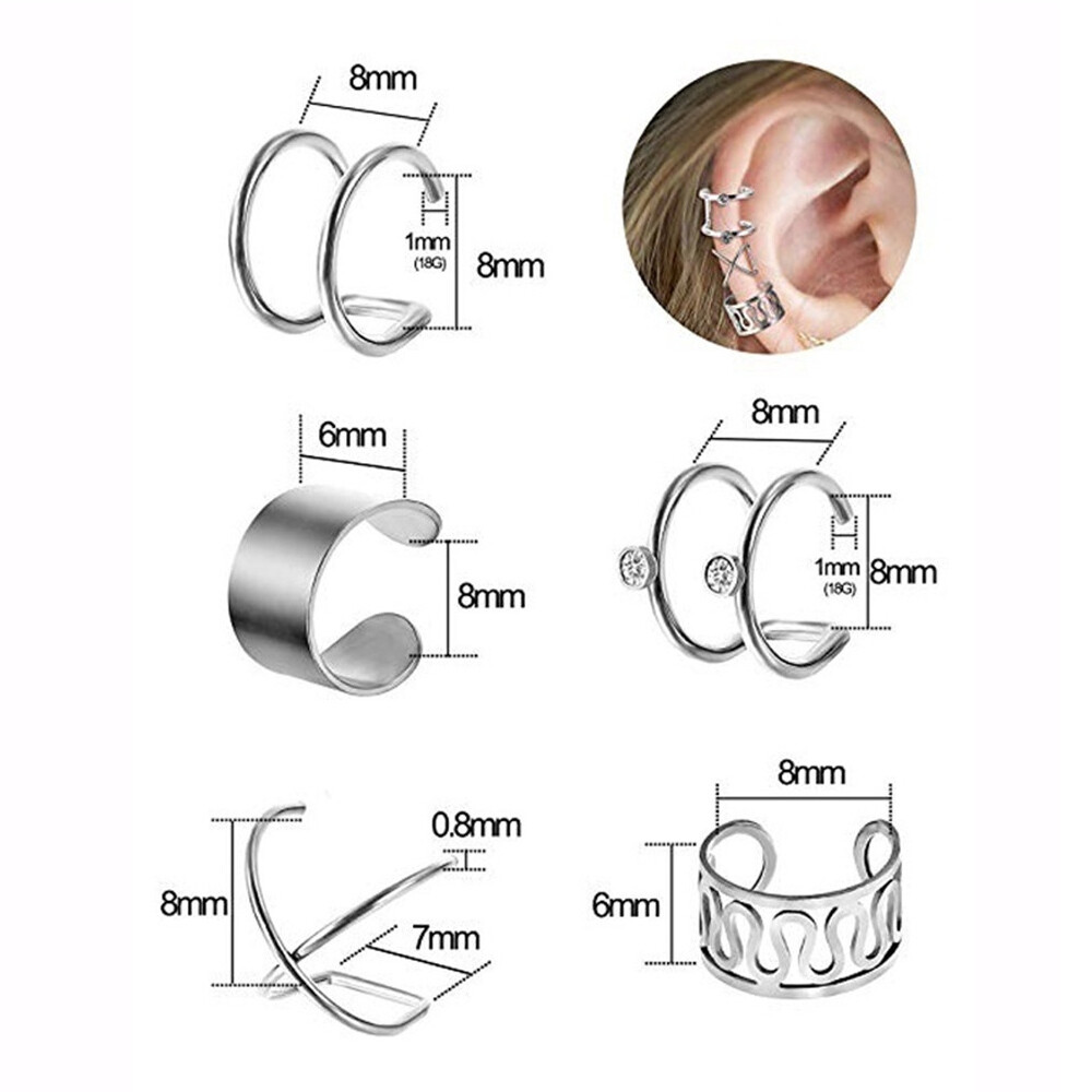 Unisex Cartilage Helix Ear Clip Multi Color Various Shapes Fashion Jewelry