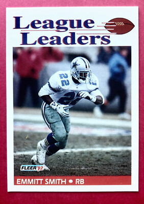 1992 Fleer Emmitt Smith 'League Leaders' #453 Football Card Dallas ...