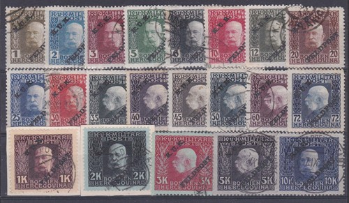AUSTRO-HUNGARIAN MILITARY POST "SET" OF 21 FINE USED (4 ARE M/M) SG1-21 ...