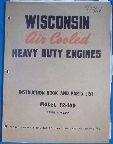 WISCONSIN TR-10D ENGINE PARTS OPERATION & MAINTENANCE MANUAL BOOK ...