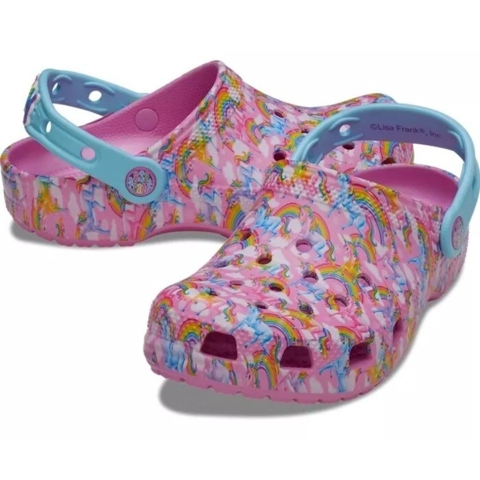 Crocs Classic Lisa Frank 208829-6SW Big Kids Pink Unicorn Comfort Clogs ...