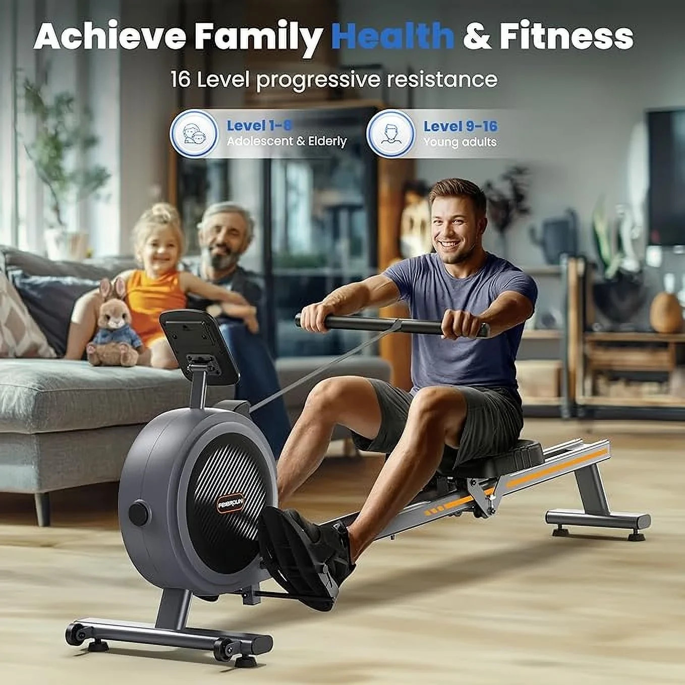 Magnetic Rowing Machine for Home, Rower with 350LBS Capacity, Dual ...