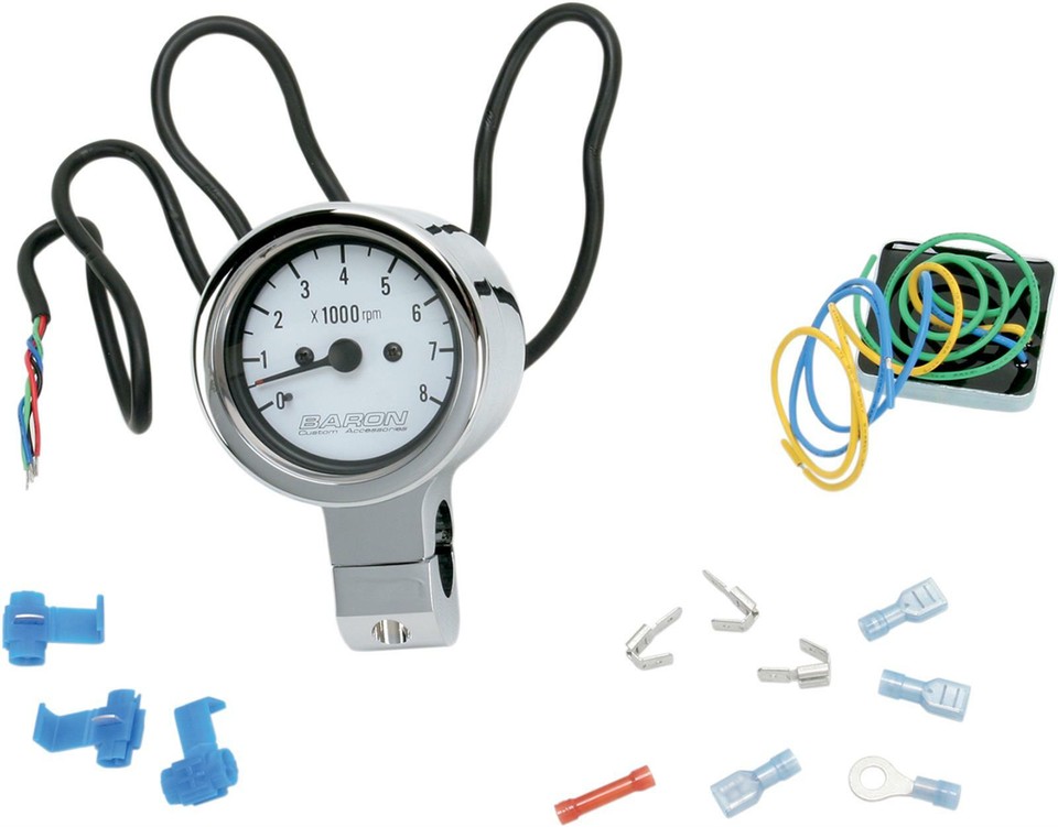BARON CUSTOM ACCESSORIES TACHOMETER 3" WHT 1" BAR BA-7570-00 | eBay