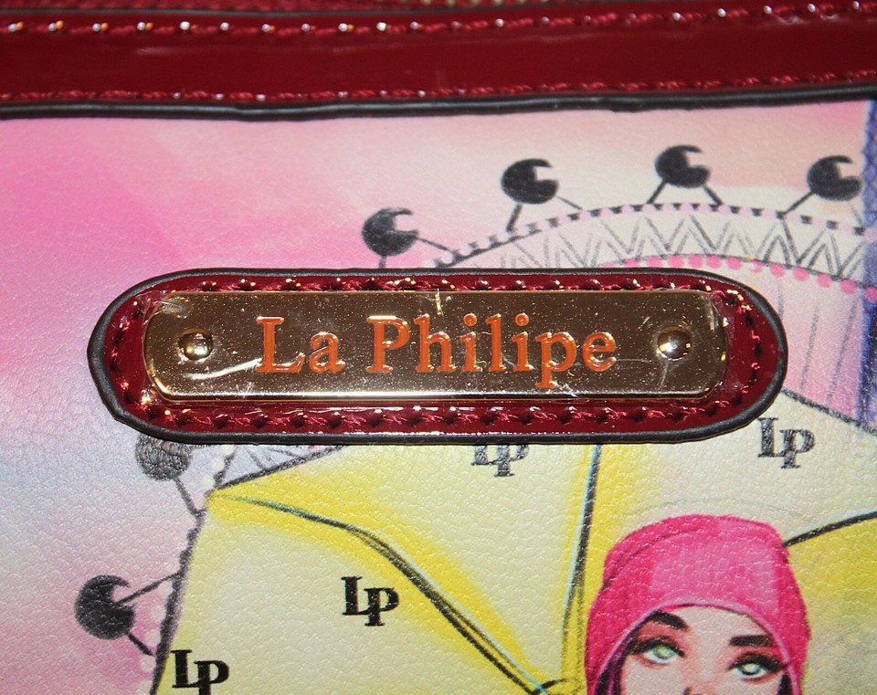 LP La Philipe Purse "Umbrella in London" Handbag Red Large Bag Black ...