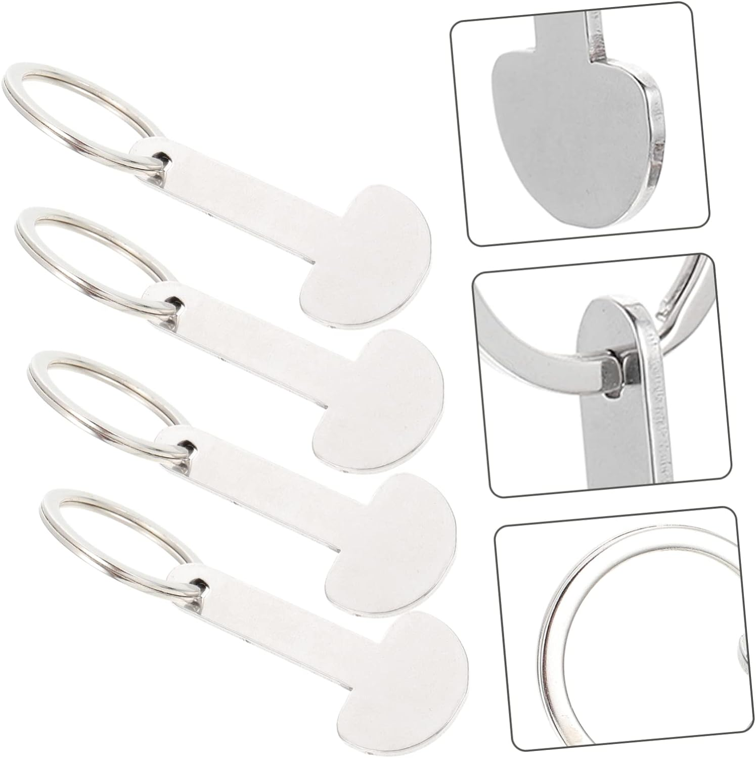 4Pcs Trolley Cart Token Rolling Cart Groceries Metal Keychain Shopping ...