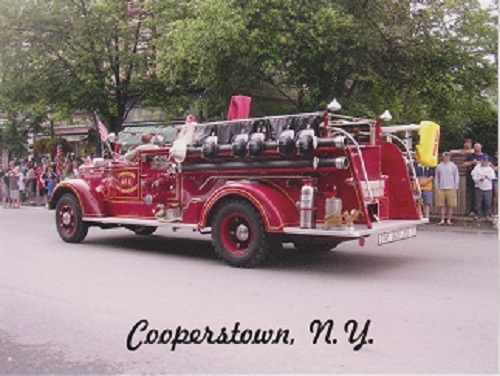*Postcard-"Fire Truck in Parade" @ Cooperstown, N.Y.- ...Classic! {RB41 ...