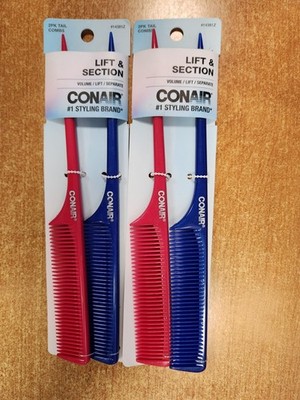 2 Packs of 2: Conair Lift & Section Tail Combs Red/Blue E15D | eBay