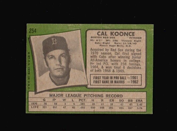 1971 Topps #254 CAL KOONCE Red Sox NMMT | eBay