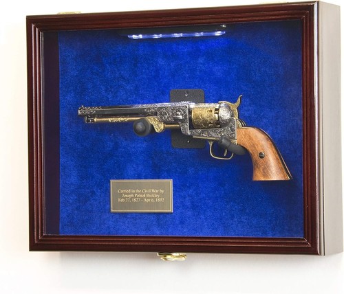 Gun Display Case LARGE Cherry LED Light Wood Handgun Pistol Revolver ...
