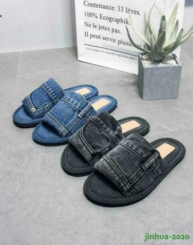 Women's Denim Slippers Open Toe Sandals Slingbacks Shoes Jean Oversize ...