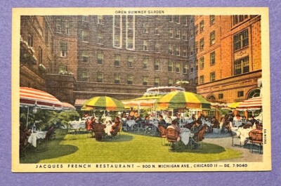 Postcard, Jacques French Restaurant, Open Summer Garden, Chicago, 1950s ...