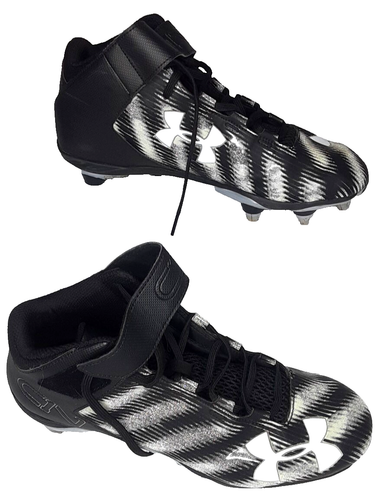 Under Armour C1N Football Cleats Size 12 Black Silver Stripes ...