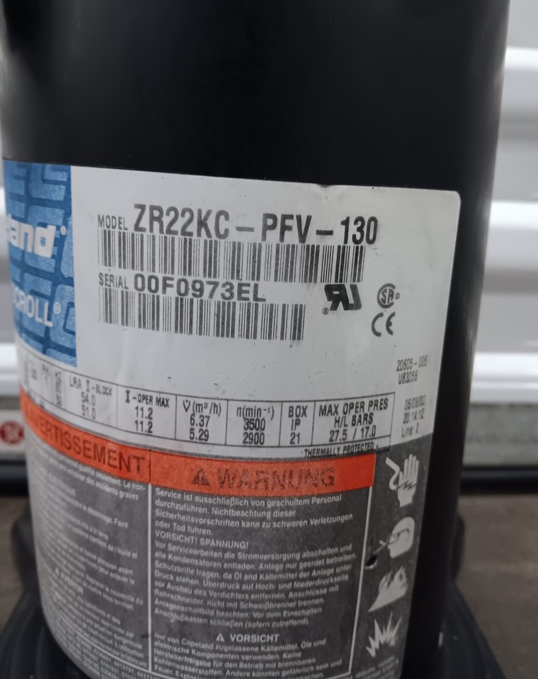 Copeland 2 Ton Scroll Compressor ZR22KC-PFV-130 ZR22KC-PFV-830 ZR23K1 ...