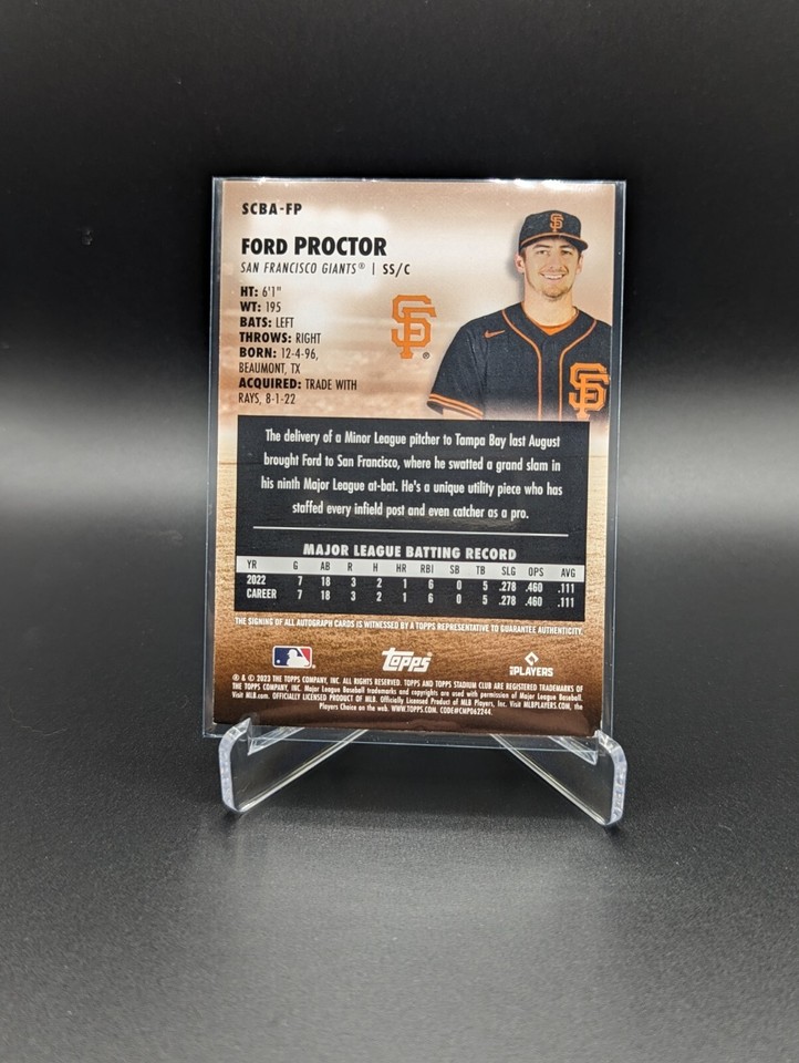 2023 Stadium Club Ford Proctor Rookie RC Auto Autograph #SCBA-FP Giants ...