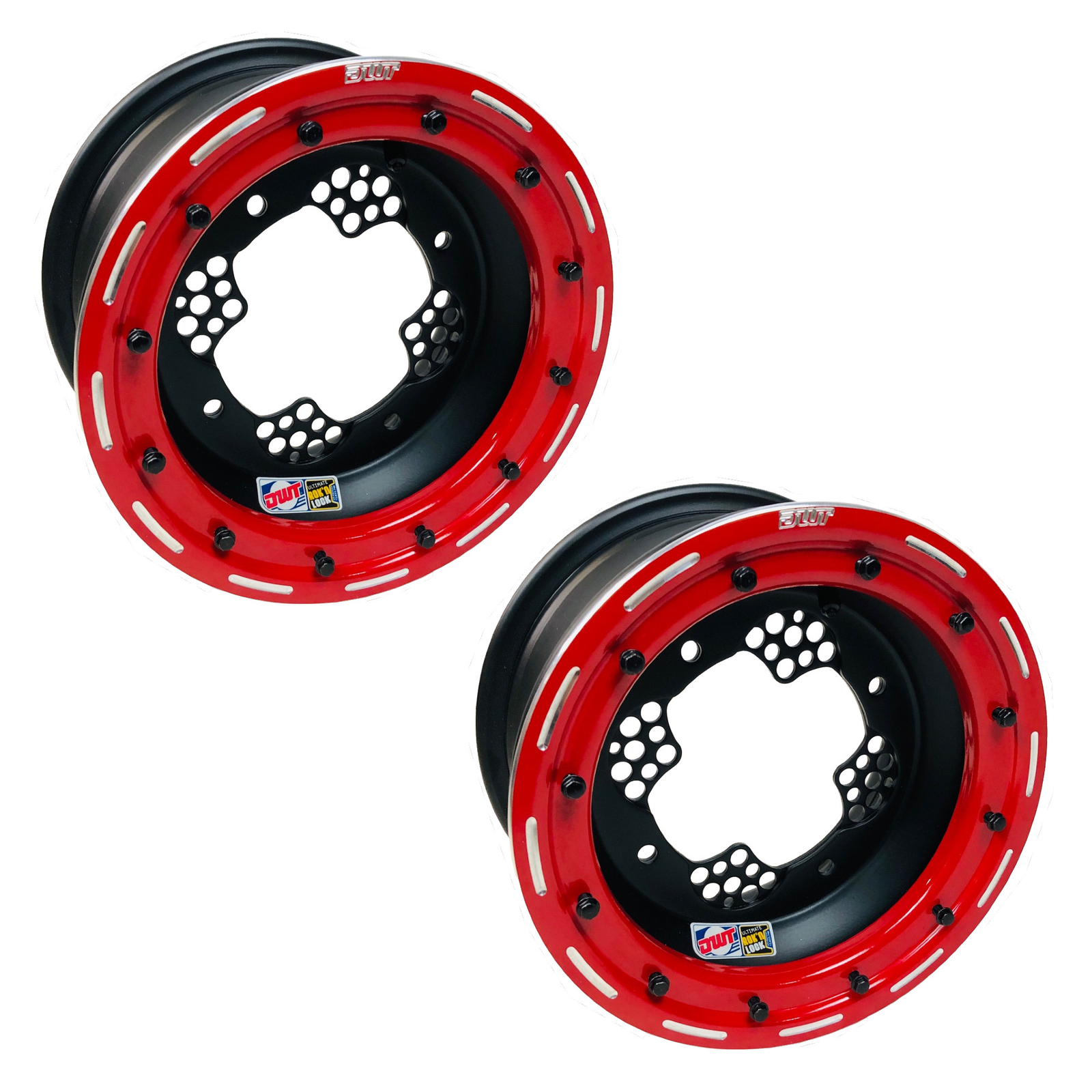 DWT ROK'N LOK Front Red Beadlock Rims Wheels 10" 10x5 3+2 4/144 TRX ...