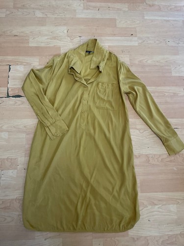 UNIVERSAL STANDARD cupro rubicon Mustard Yellow shirt dress Sz XXS ...