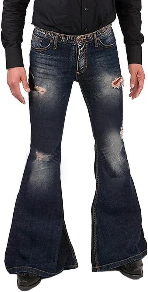 Men's Vintage Bell Bottom Jeans 60S 70S Outfits Disco Pants Flared ...
