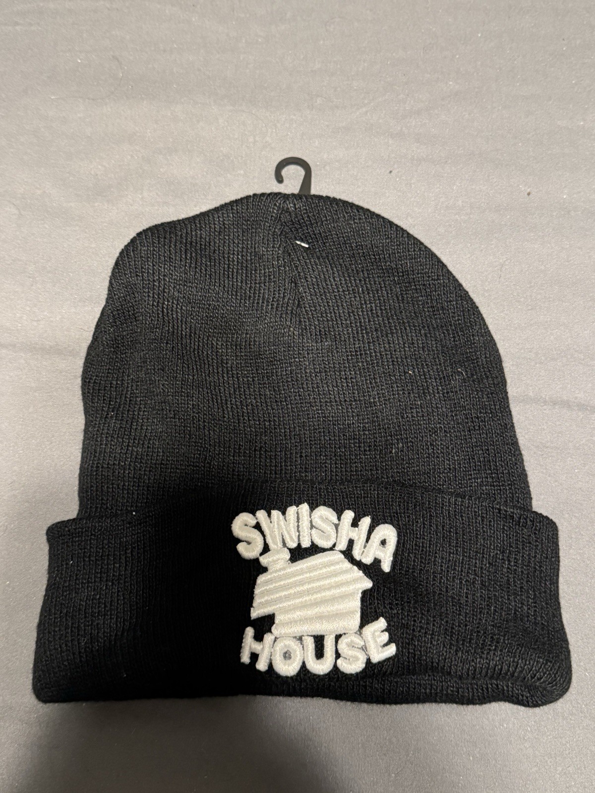 Swisha House Beanie Hat Black White Embroidered Logo H-Town Rap Hip-Hop ...