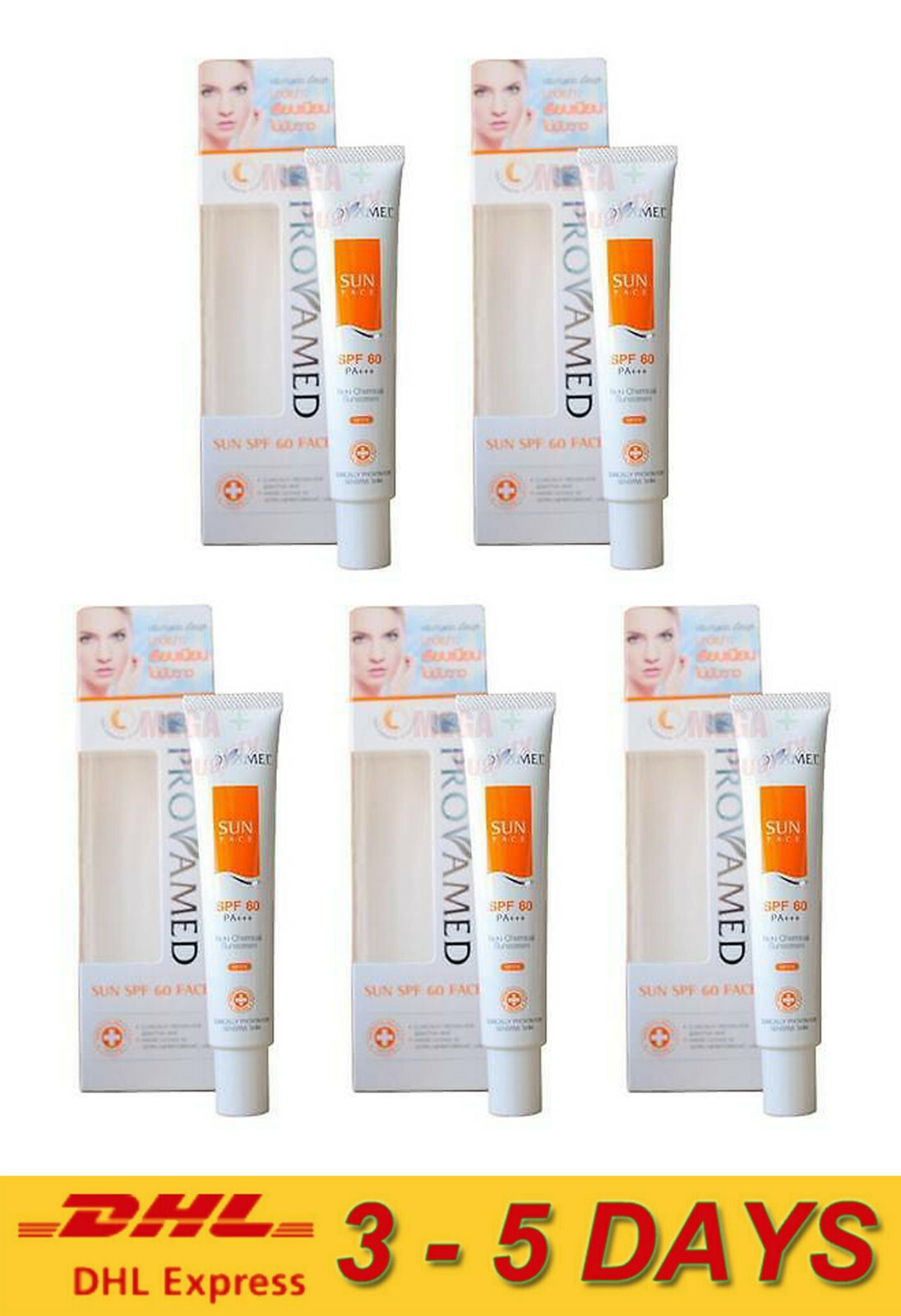 5 x PROVAMED SUN FACE Non Chemical Sunscreen BEIGE Skin SPF 60 PA ...