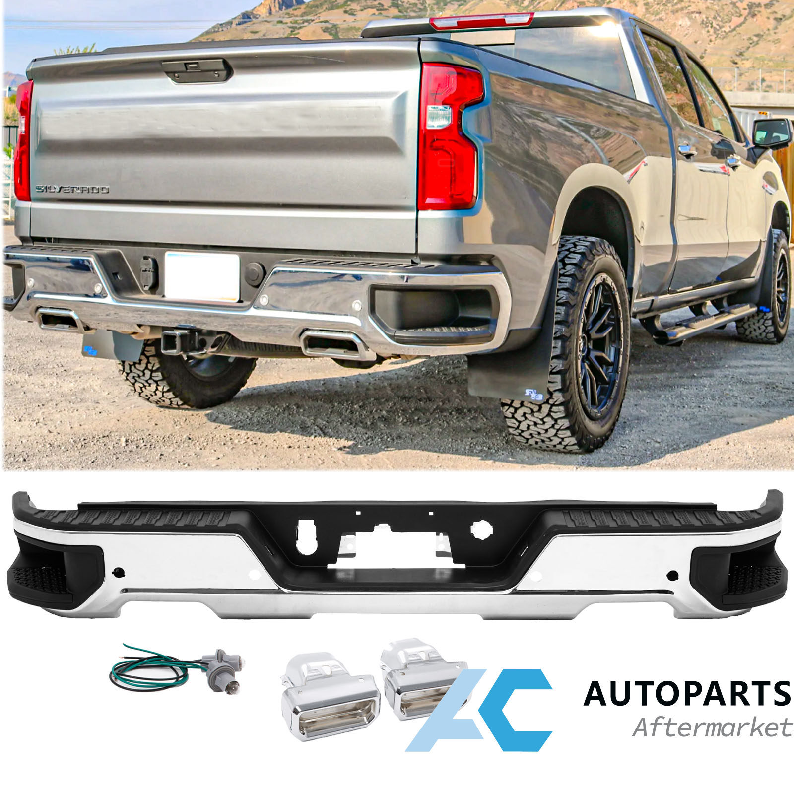 For 2019 2020 2021 2022 2023 Chevy Silverado 1500 Sierra Rear Bumper w ...