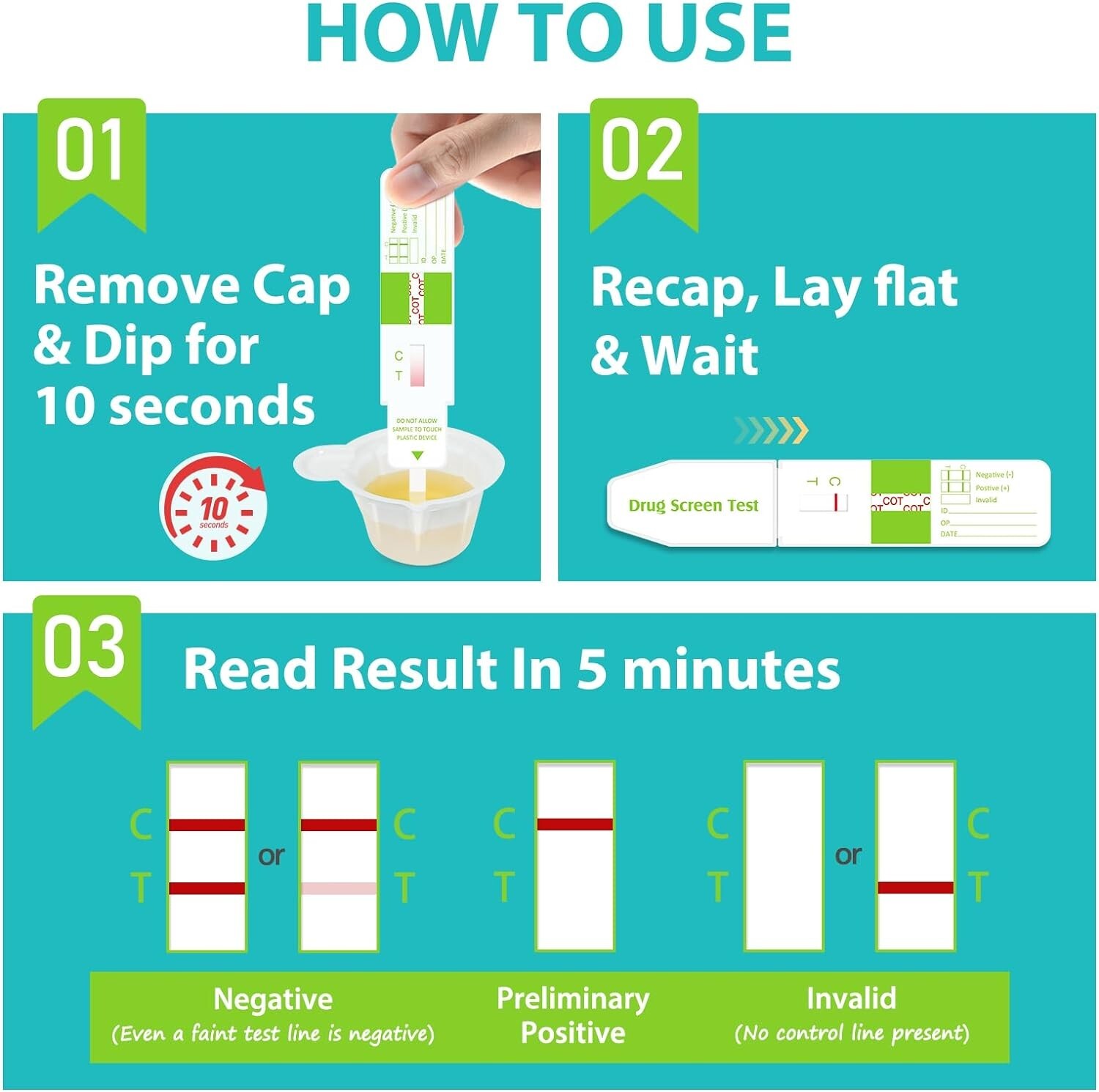 Easy@Home Nicotine Test Strips – 10 Cotinine Urine Tests, Fast Results ...