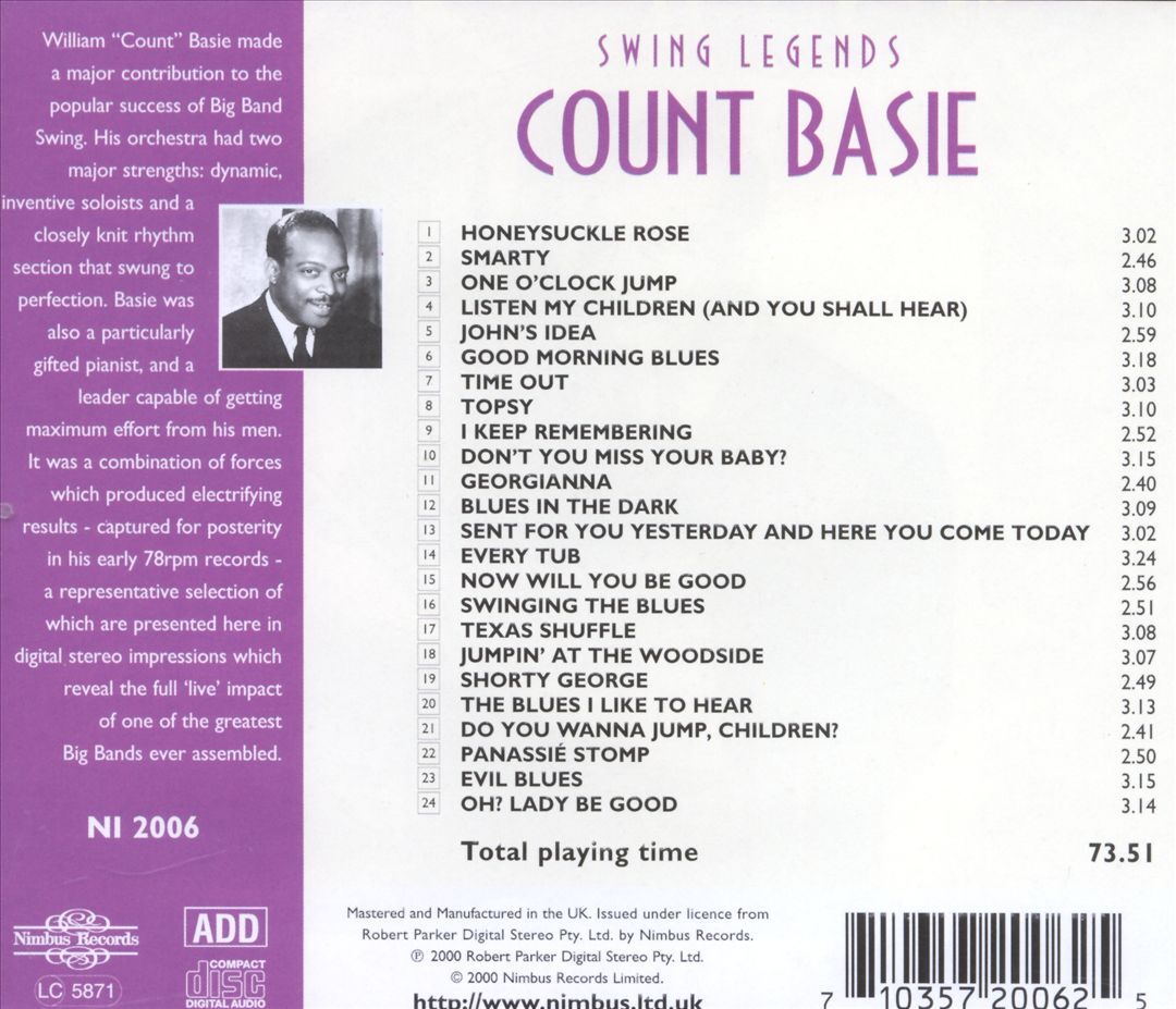 COUNT BASIE SWING LEGENDS: 24 CLASSIC HITS NEW CD 710357200625| eBay