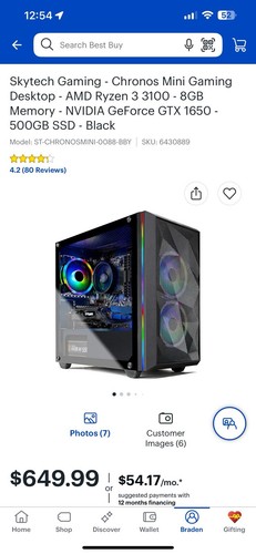 Skytech Gaming Chronos Mini PC AMD Ryzen 3 3100 8GB DDR4 GTX 1650 500GB ...