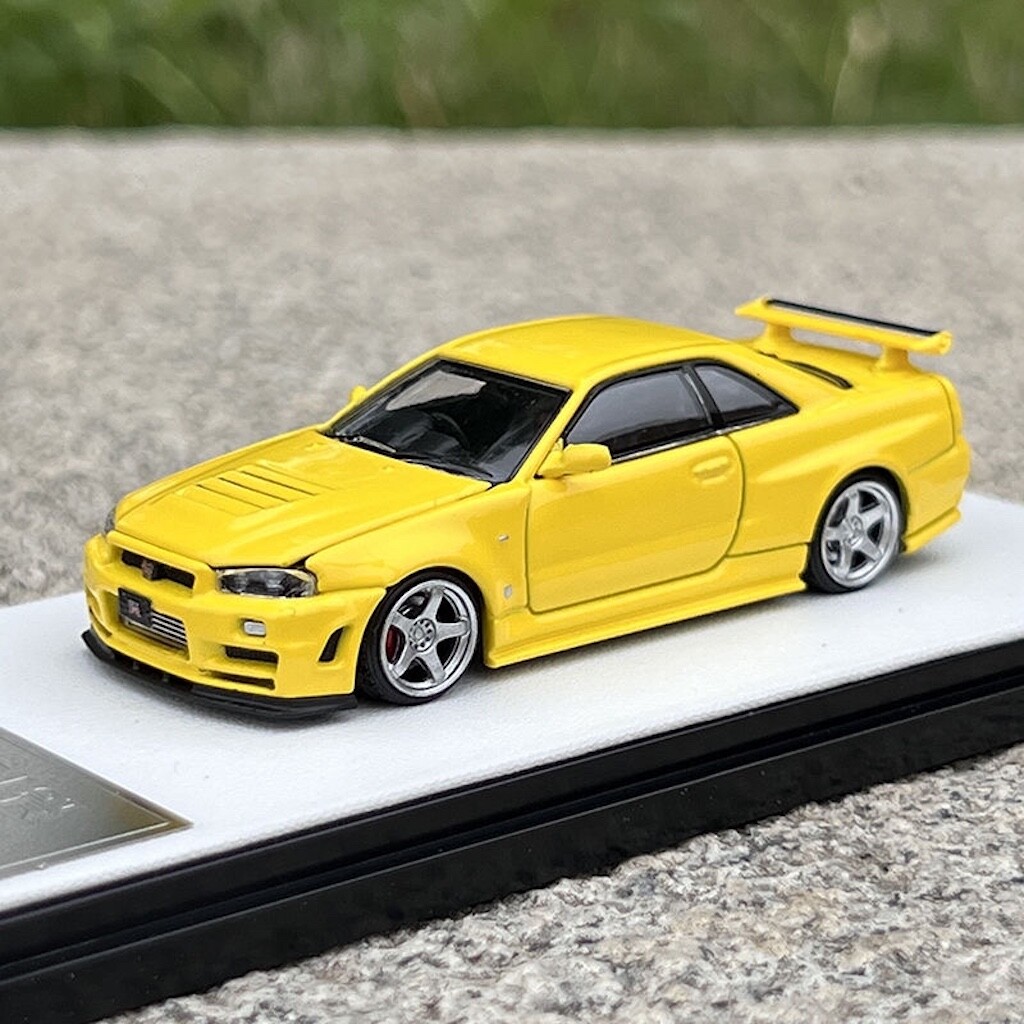 GB TM 1:64 Yellow JDM GTR R34 Skyline Racing Sports Model Diecast ...
